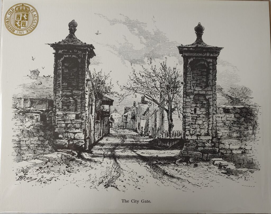 St. Augustine City Gates Woodcut Print - Historic Print & Map Co.