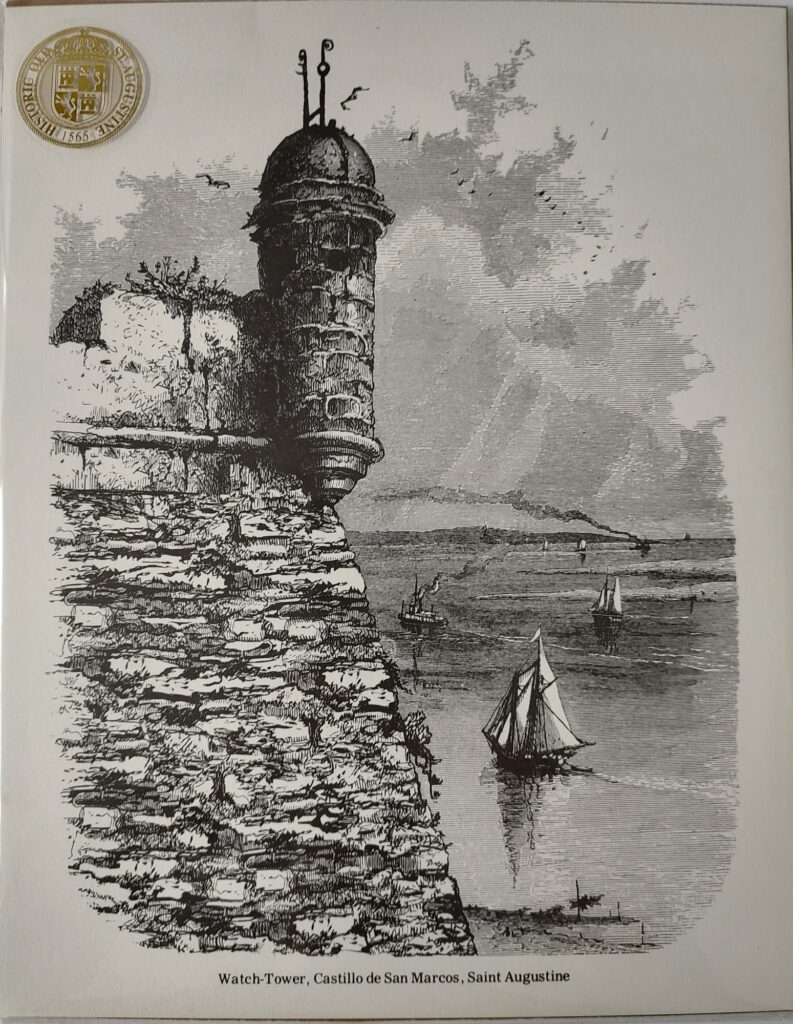 Castillo de San Marcos Watchtower Woodcut Print - Historic Print & Map Co.